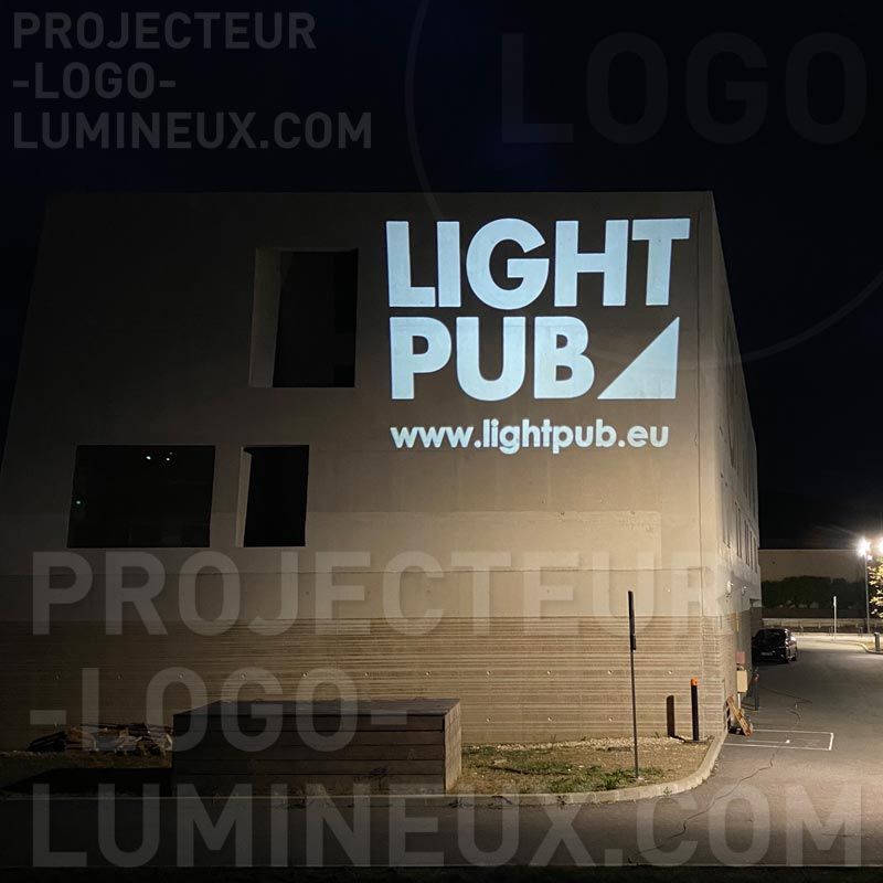 Rental projector illuminated logo for interior and exterior on building ...